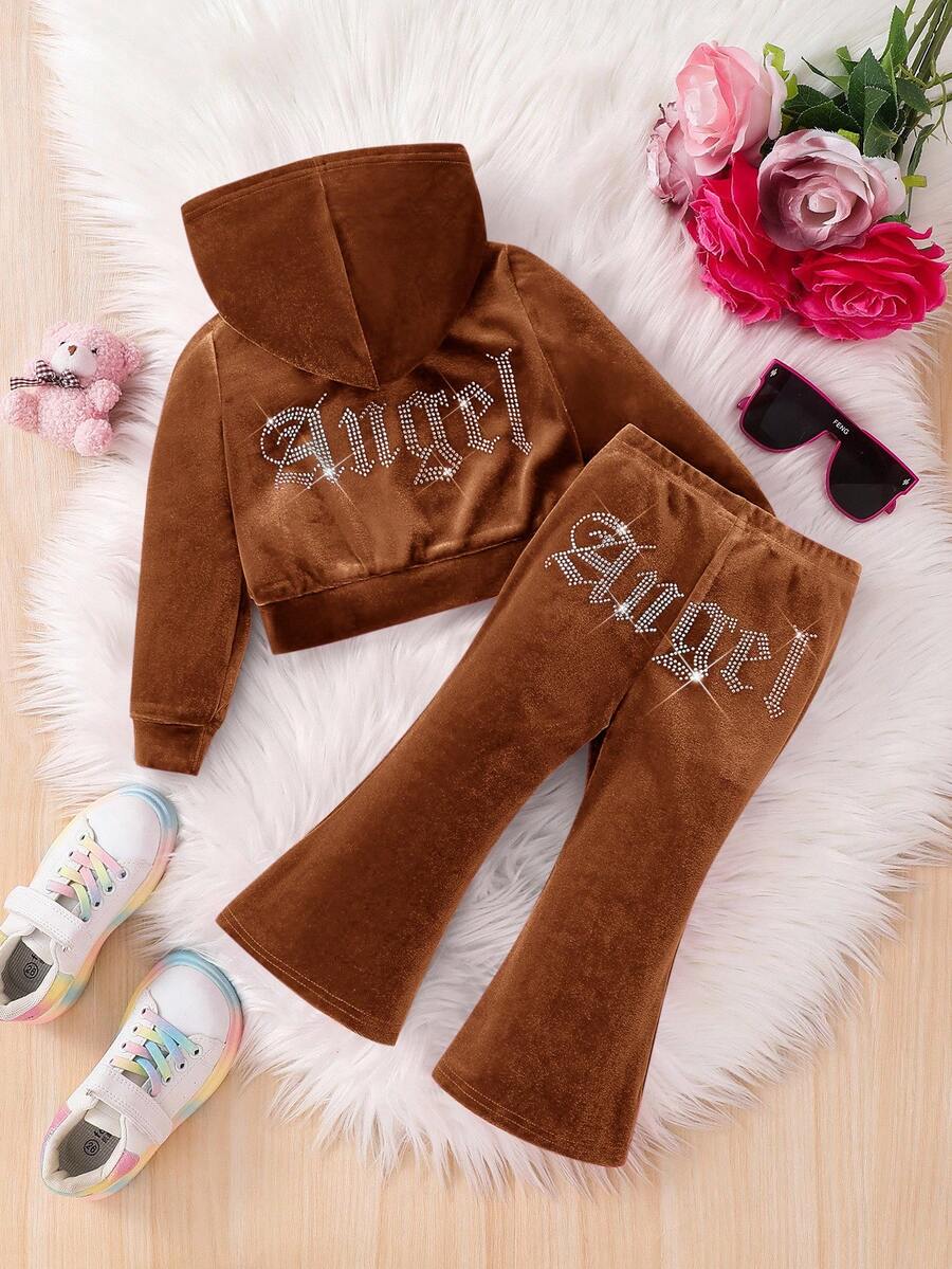SHEIN Fashionable And Cute Baby Girl 2Pcs Sets Rhinestone Letter ...