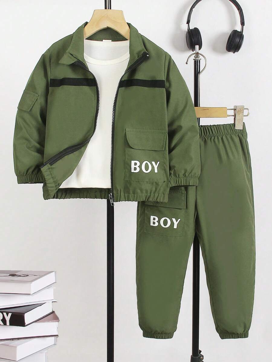 SHEIN 2pcs/Set Young Boy Korean Stylish Simple Versatile Outfit, Suitable For 4-7 Years Old Boys ...