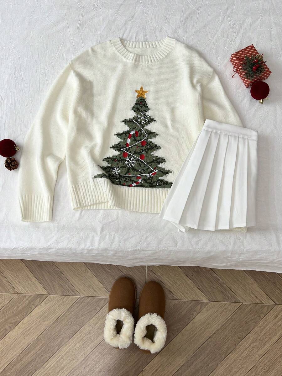 Elamini Funny Christmas Tree Women Sweater | SHEIN USA