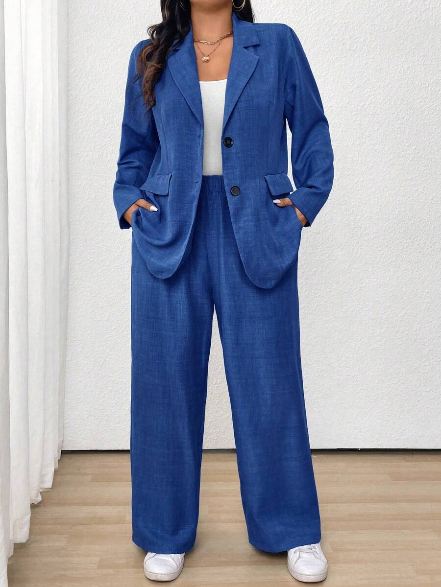 EMERY ROSE Completo blazer casual con bottoni davanti, tinta unita, per ...