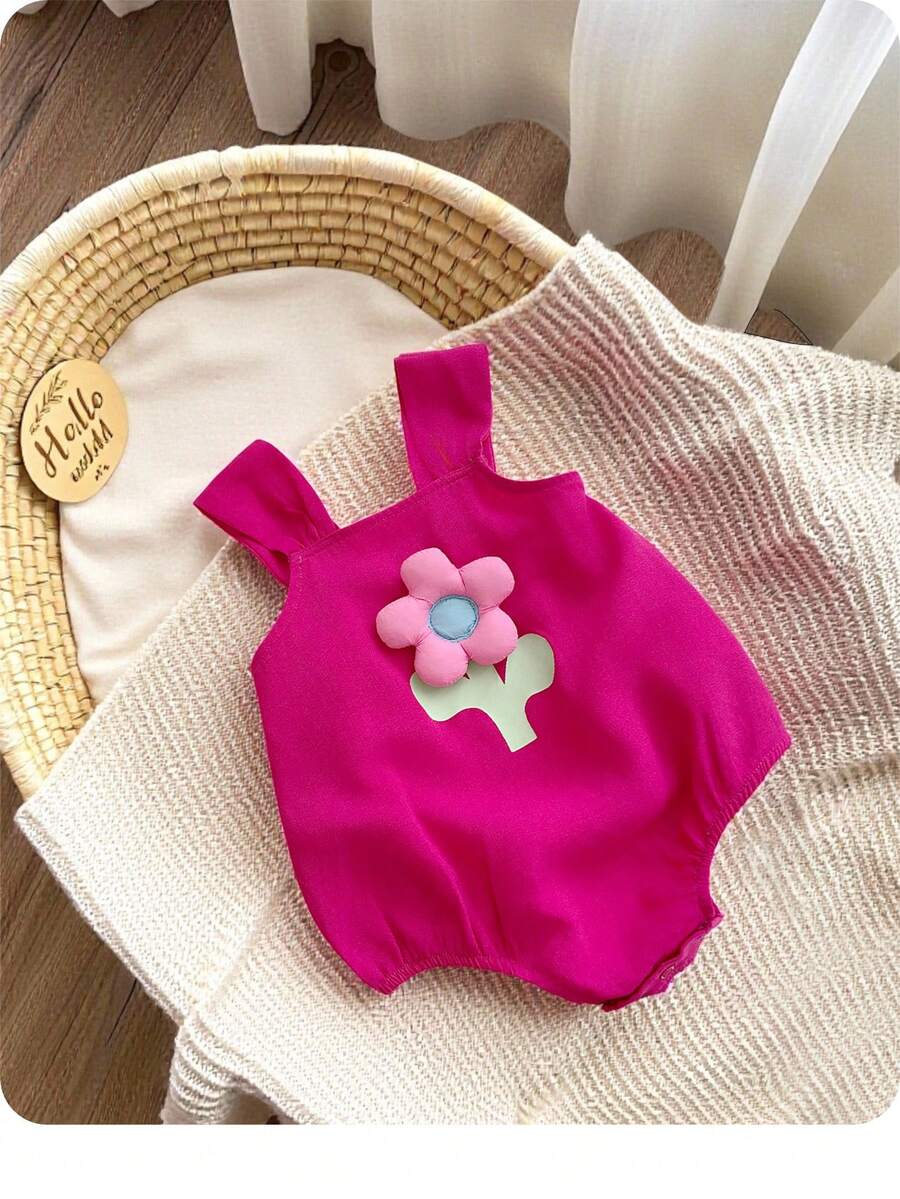 SHEIN Niedliches rosa Babybody mit 3D-Blumendekor für Neugeborene Baby ...