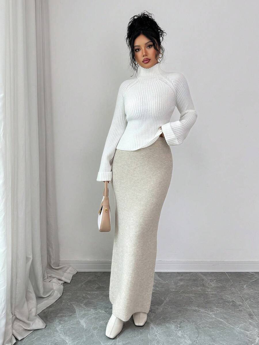 SHEIN Elenzya Damen Herbst/Winter Luxus Set, Rollkragenpullover mit ...