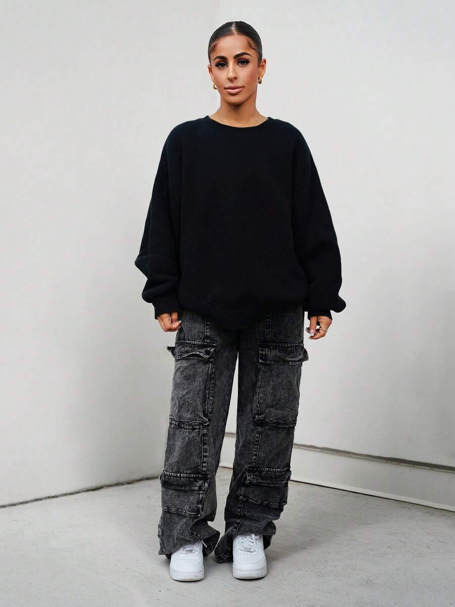 SAYEHFBABY Petite Damen Baggy Weit Geschnittene Jeans, Sexy Design ...