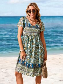 Sylviya Vestido de mujer de manga corta, vestidos de verano para mujer ...