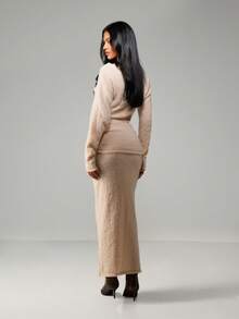 MISSGUIDED Gemütliches gestricktes Co-Ord Set aus Crop Pullover und ...