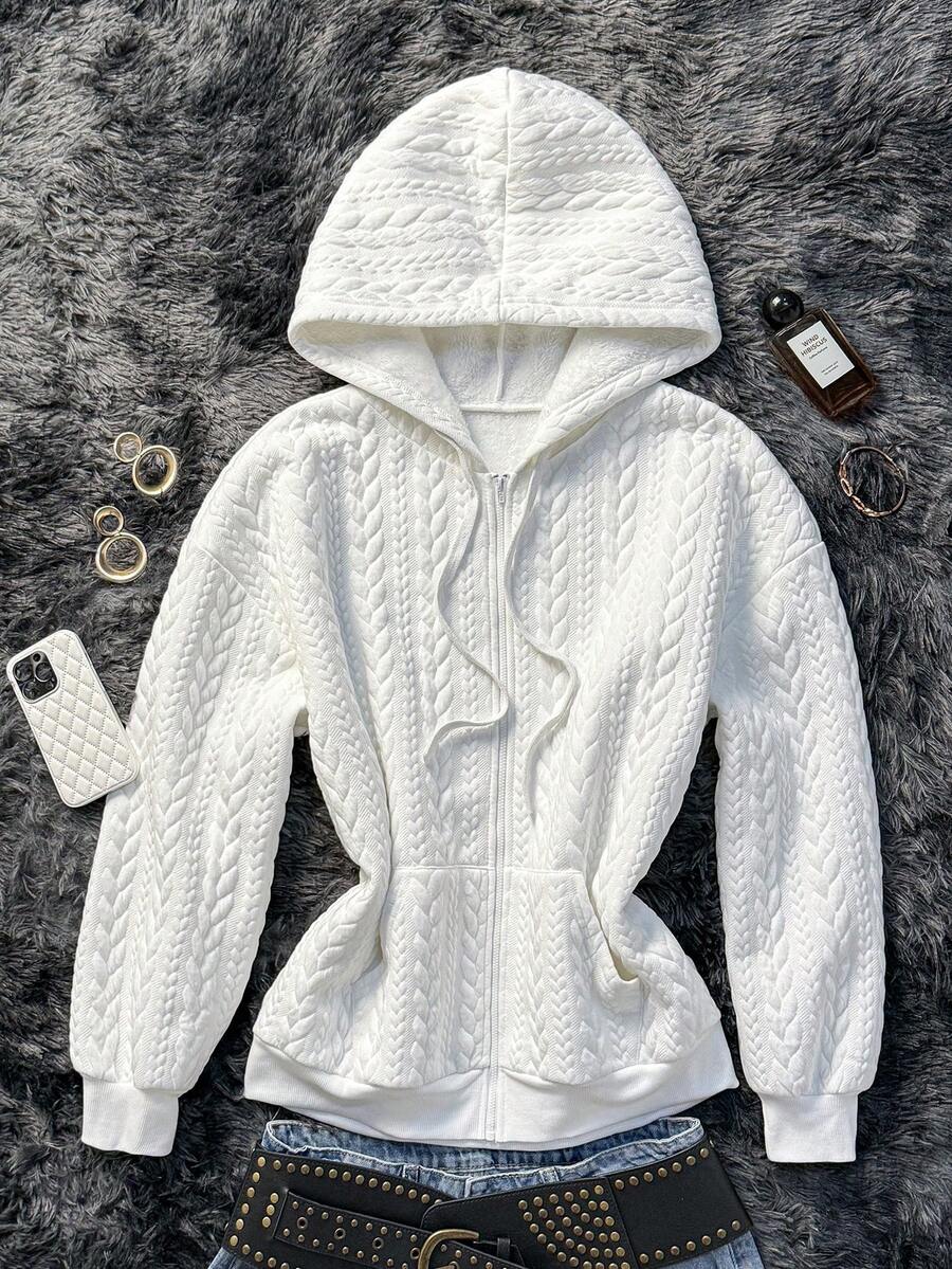 SHEIN EZwear Thermal Lined Sweatshirt Jacket, Oversized Loose Fit, Warm ...