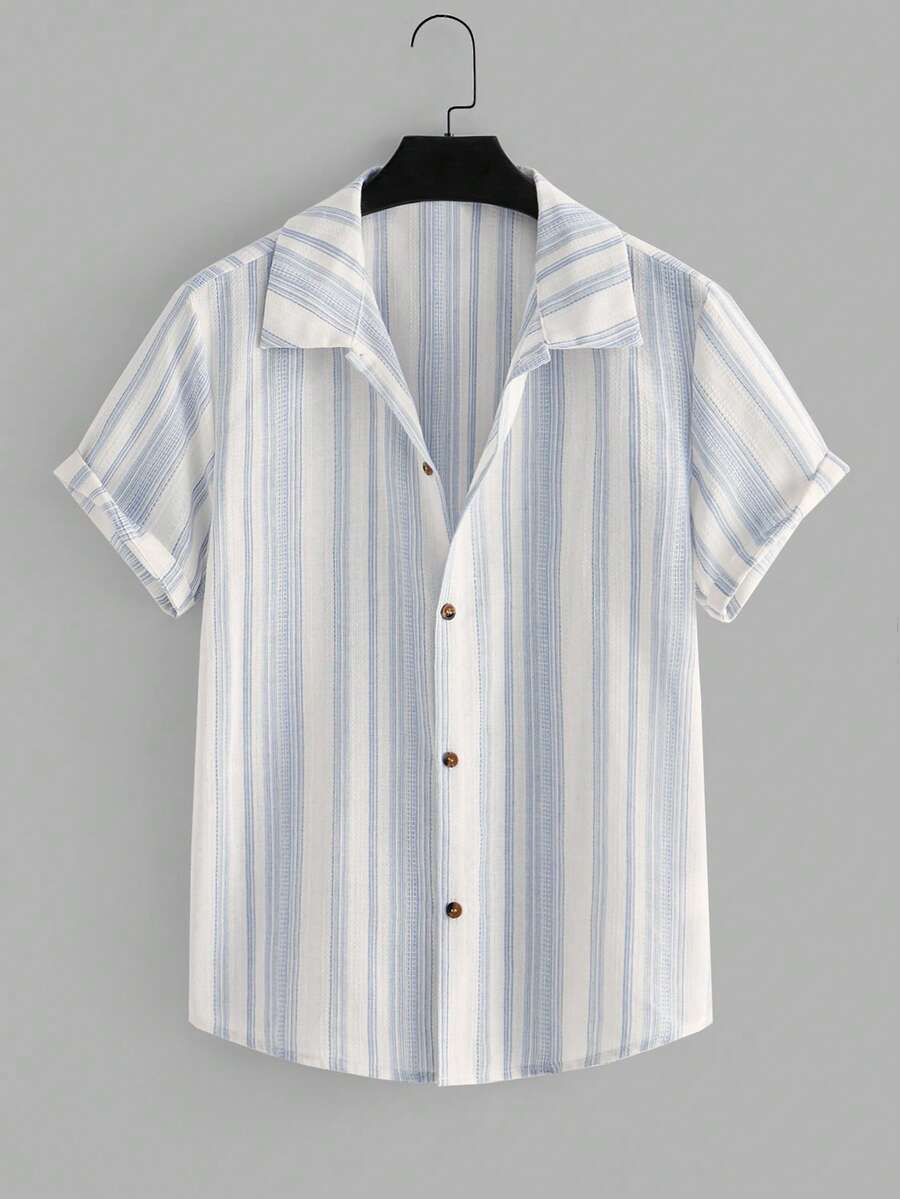 Manfinity RelaxMax Camisa Casual de Manga Curta com Botões e Estampa ...