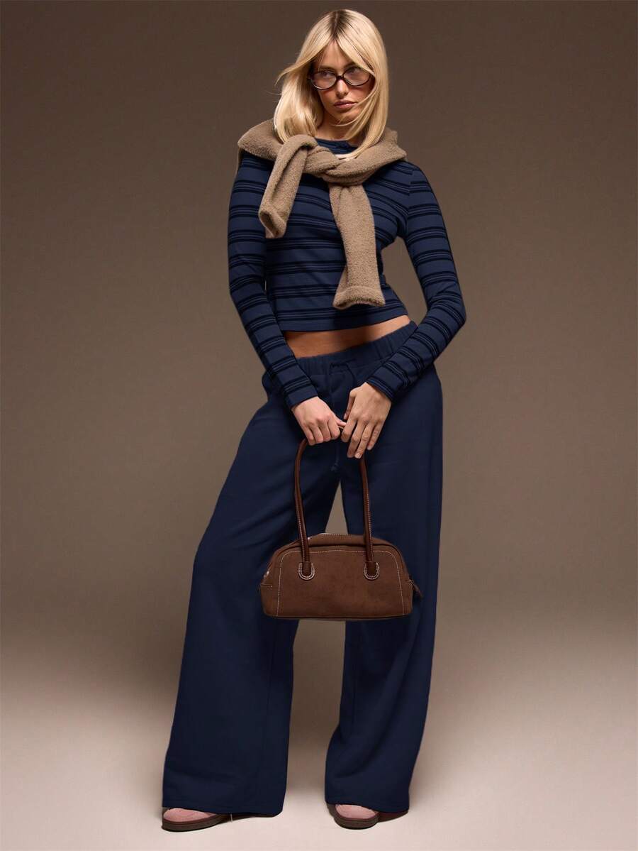 MUSERA กางเกงจ็อกเกอร์ขายาวทรงหลวม เอวรูดต่ำ เหมาะสำหรับวันหยุดพักผ่อน วันอาทิตย์สบายๆ สนามบิน ...