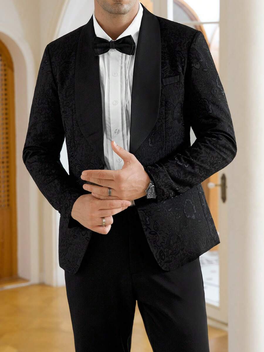 Manfinity Bizformal Men's Fashionable Formal Party Jacquard Single ...