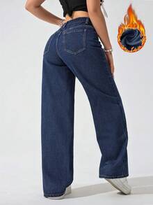 SHEIN PETITE Jeans rectos y sueltos de mujer, otoño/invierno | Moda de ...