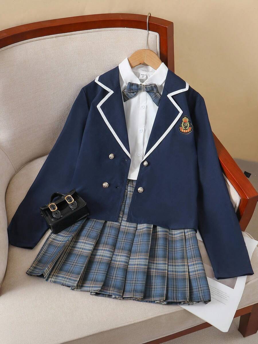 SHEIN 1 Set Fashion Teenage Girls' Spring/Autumn College Style Contrast ...