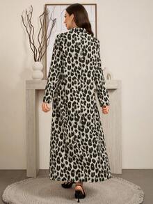 Al Najma Women's Leopard Print Button Cardigan Dress, Loose And Relaxed ...