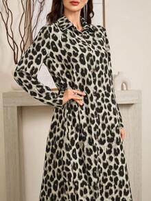 Al Najma Women's Leopard Print Button Cardigan Dress, Loose And Relaxed ...