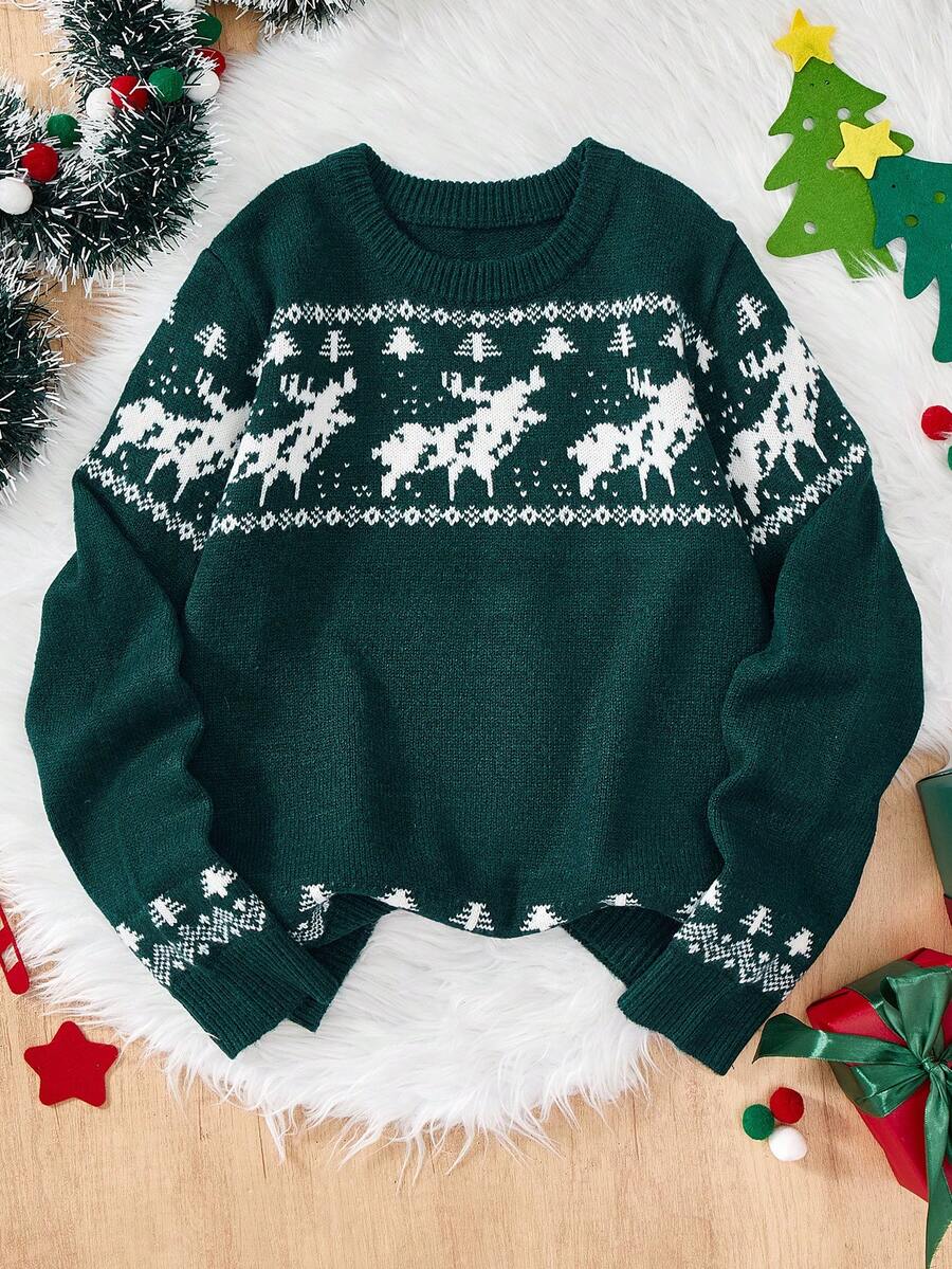 Damen minimalistischer, eleganter roter Baum- und Hirsch-Muster ...