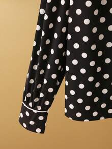 GlowEve Women's Polka Dot Print Puff Sleeve Tie Collar Elegant Blouse ...
