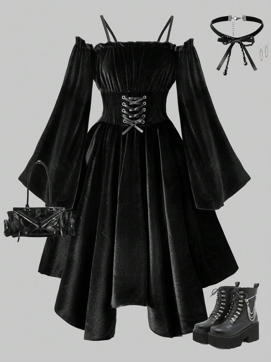 SHEIN ChillGRL 1pc Romweezy Young Women's Elegant Solid Color Velvet ...