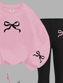 SHEIN Leap Crew 2 Stücke Tween Mädchen Sweatshirt mit Schleifen-Muster ...