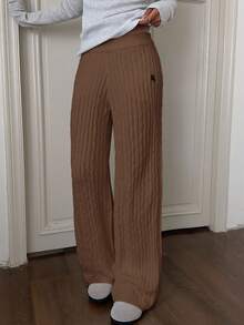 CovetEZ Pantaloni casual a maglia con vita elastica e ricamo a tema ...