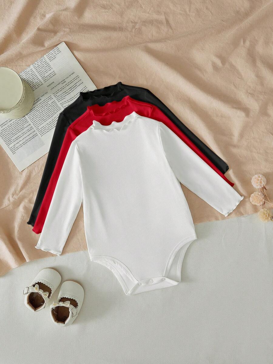 SHEIN LMoss Kids LMoss 3pcs/Set Newborn Baby Girl Cozy Knit Solid Color ...