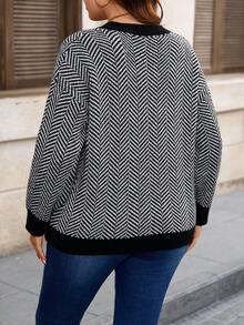 EMERY ROSE Suéter de punto de talla grande con bloques de color y ...