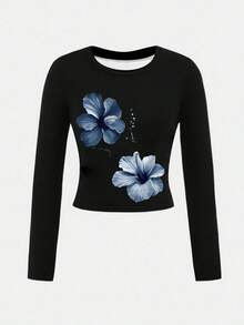 Tween Girls Casual Fashionable Vacation Style Hibiscus Floral Print ...