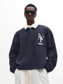 SUMWON Rugby-Stil Poloshirt mit gesticktem Logo-Patch, Regular Fit ...