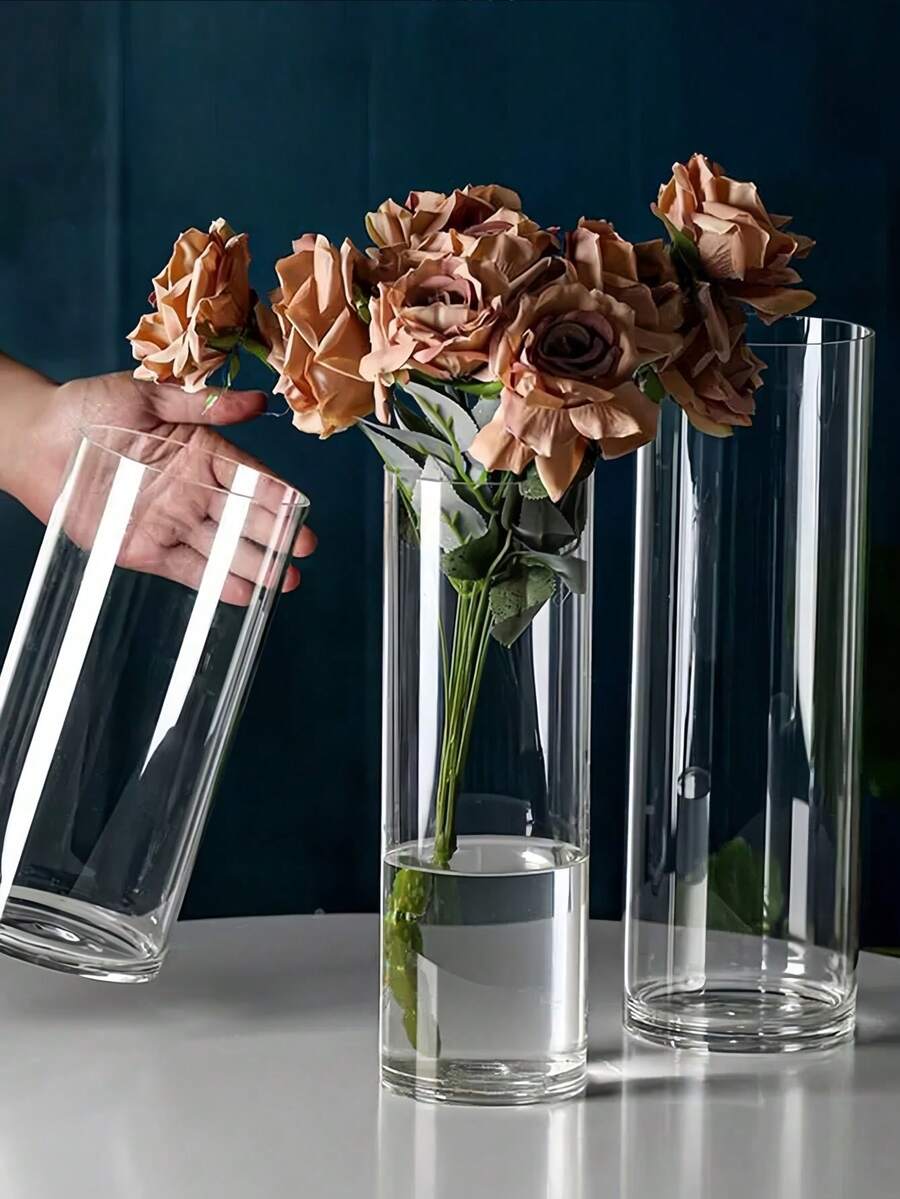 1PC Standing Glass Vase Decor Transparent Flower Vase For Living Room ...