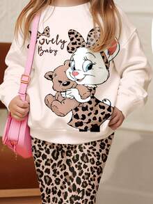 SHEIN Happikins 2pcs/Set Young Girl Leopard Bow, Cute Cartoon Rabbit ...