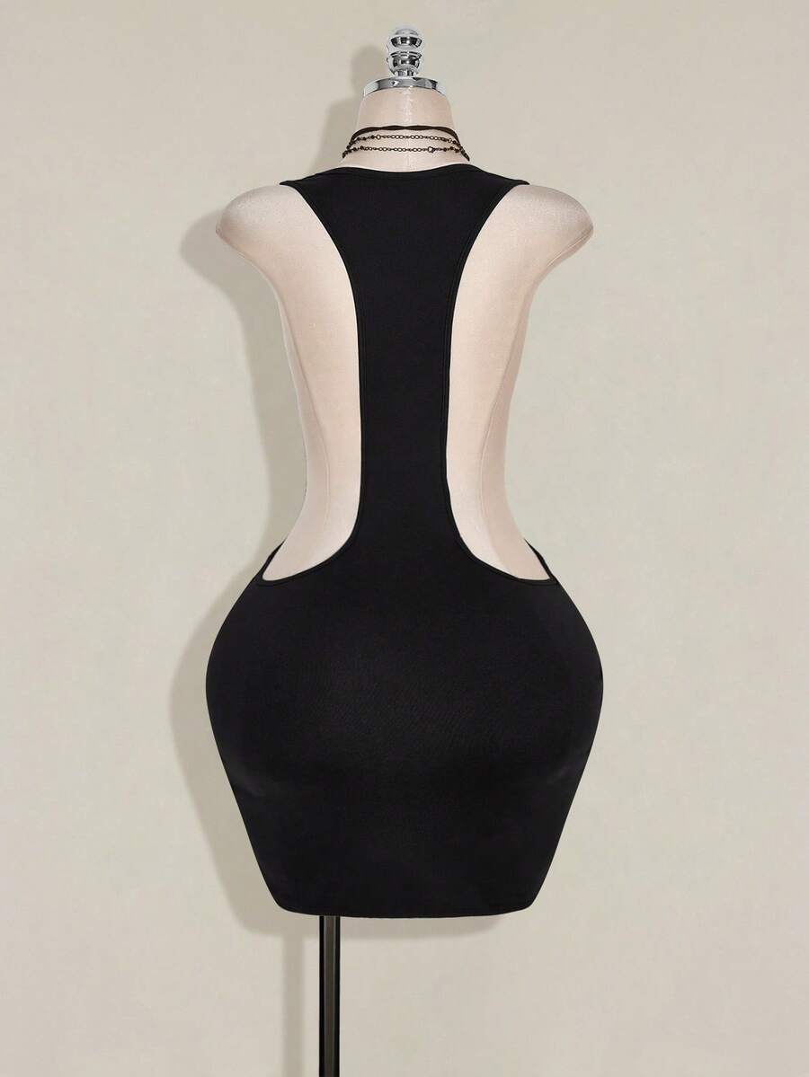 SHEIN ICON Plus Size Women's Apricot Mesh Flare Sleeve Mini Party Dress ...