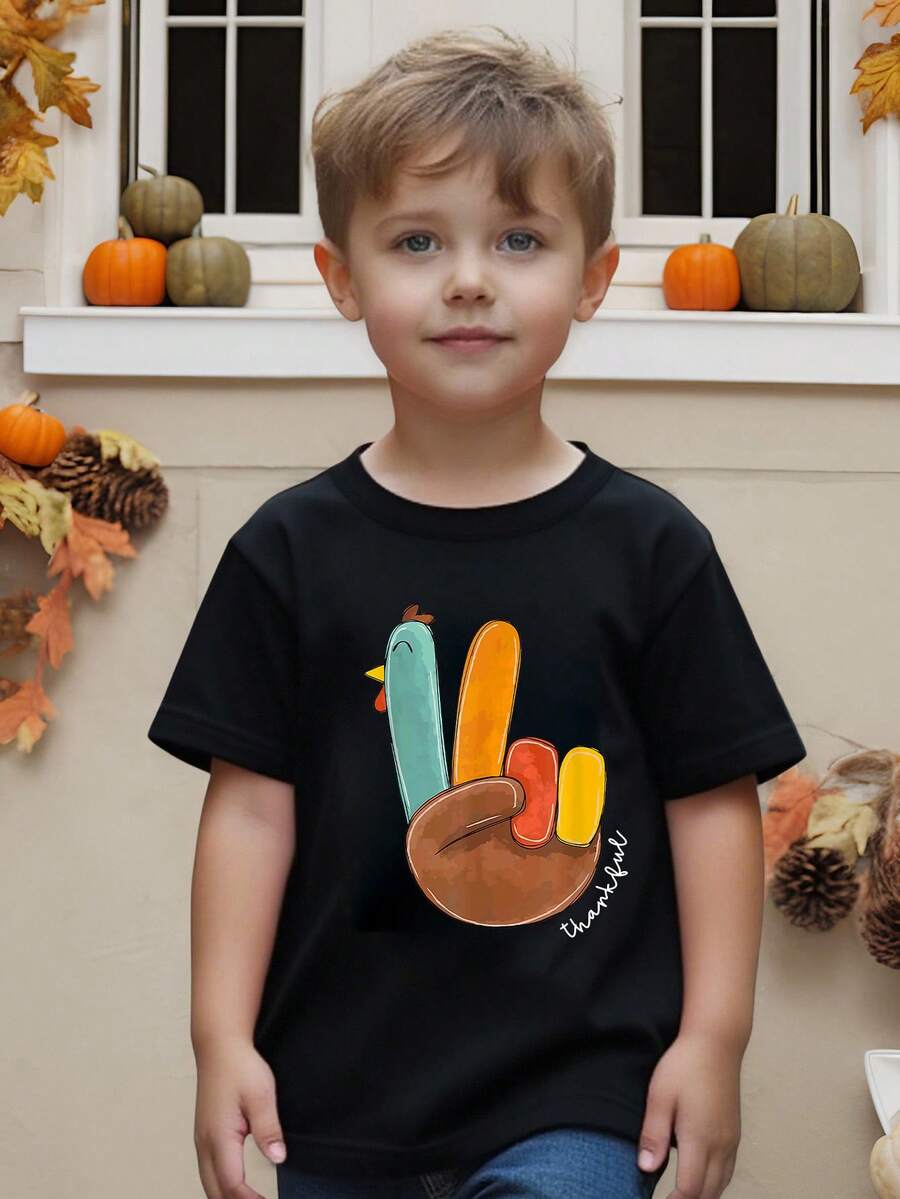 Thanksgiving Day Young Boy Casual Fashion Creative Personalized ...