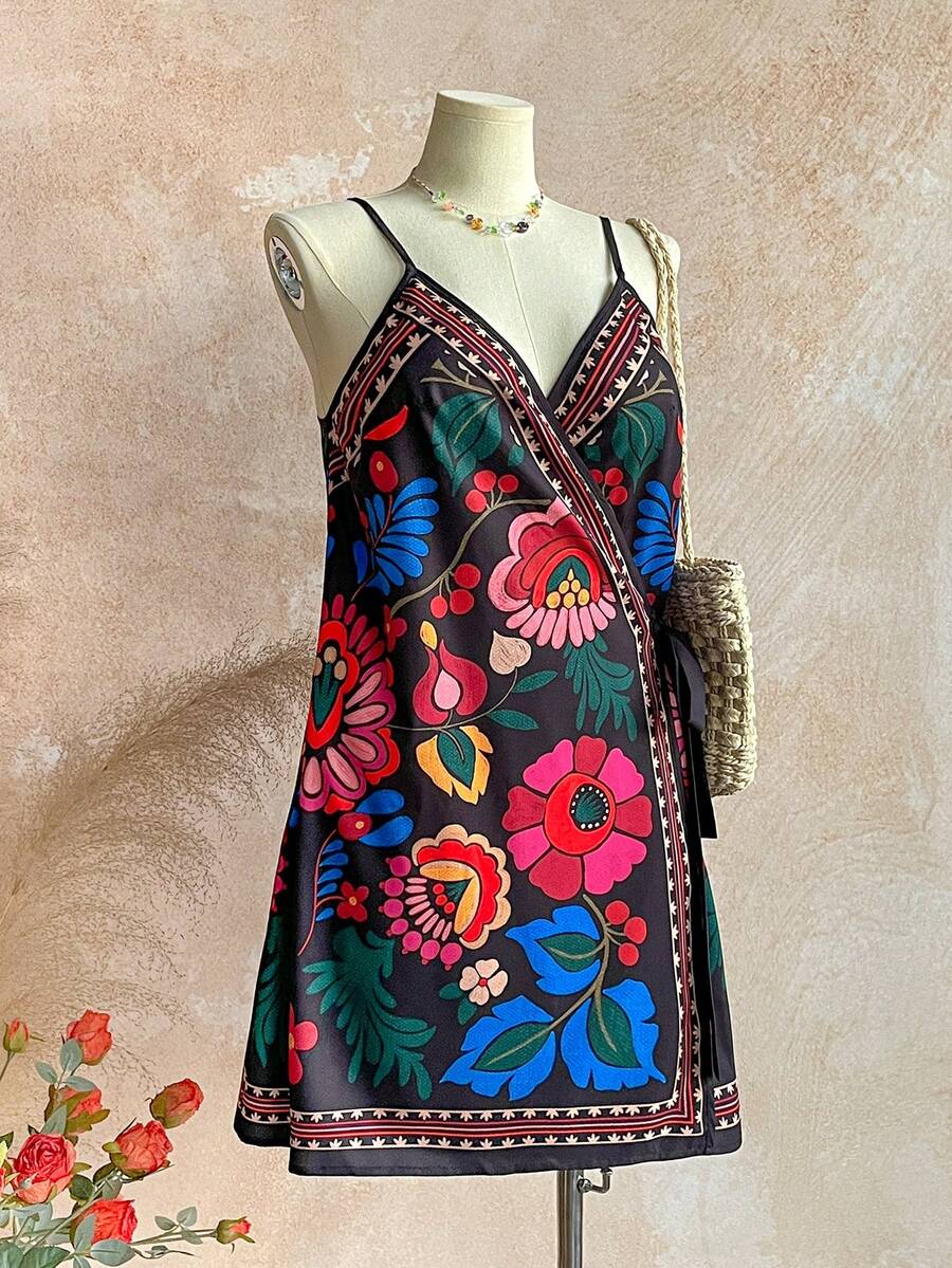 Dreamara Damen Große Größen Kleid mit tropischen Elementen, Palmblatt ...