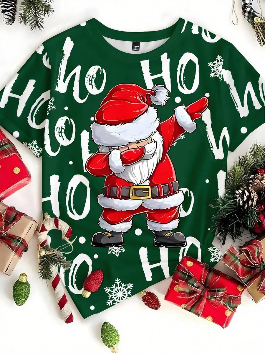 Manfinity EZcore Camiseta de cuello redondo verde con gráfico divertido ...