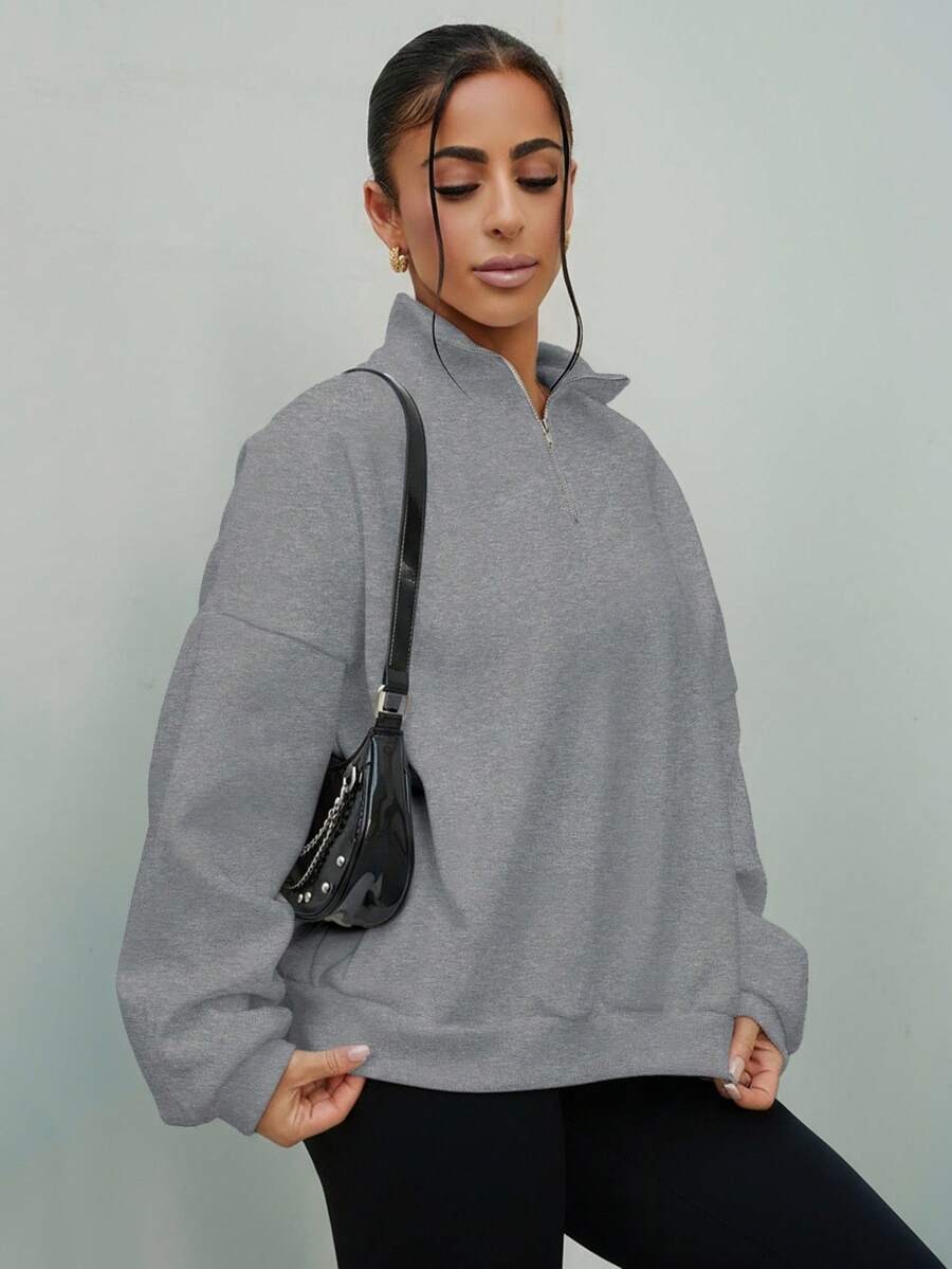 SAYEHFBABY Oversize Sweatshirt mit Viertelreißverschluss, lässig für ...