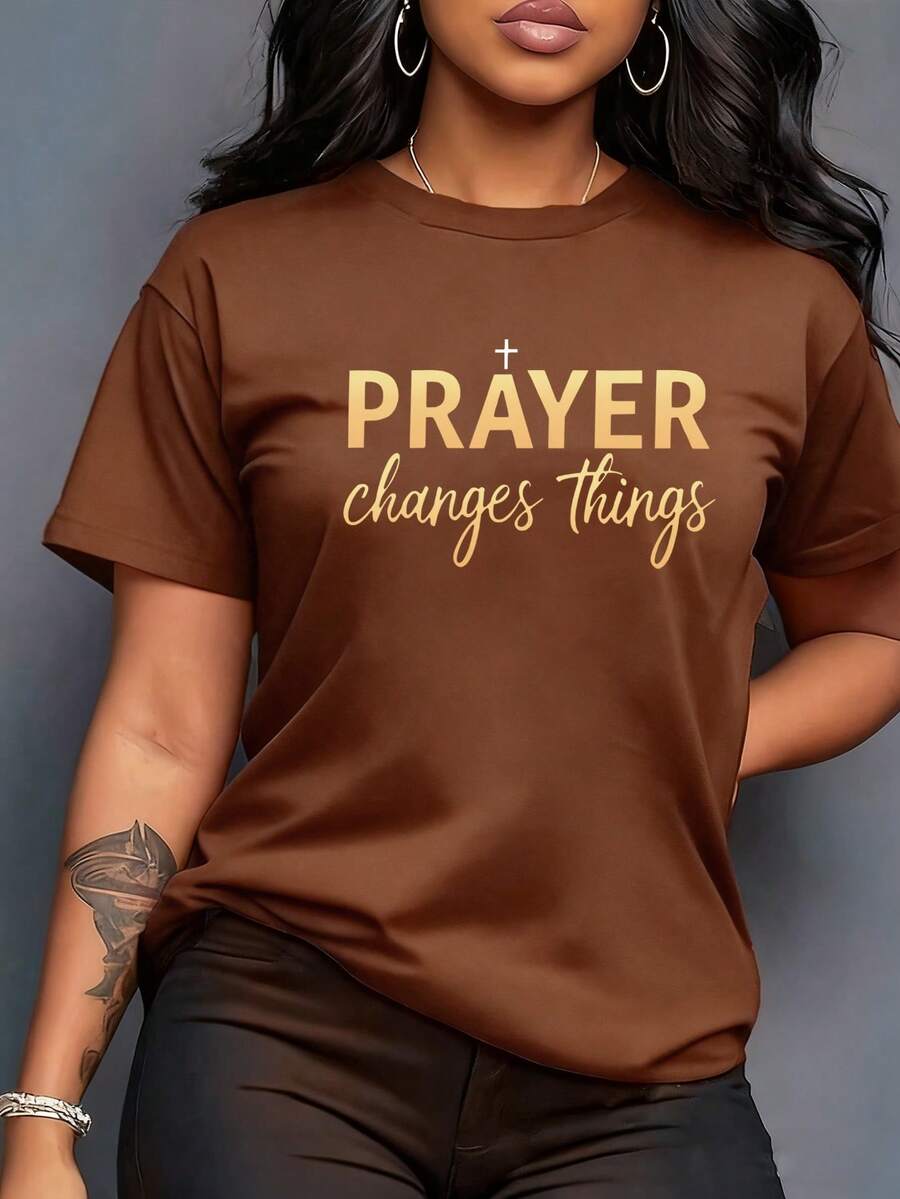 Maweii Featuring A "Prayer Changes Everything" Print And A Golden Cross ...