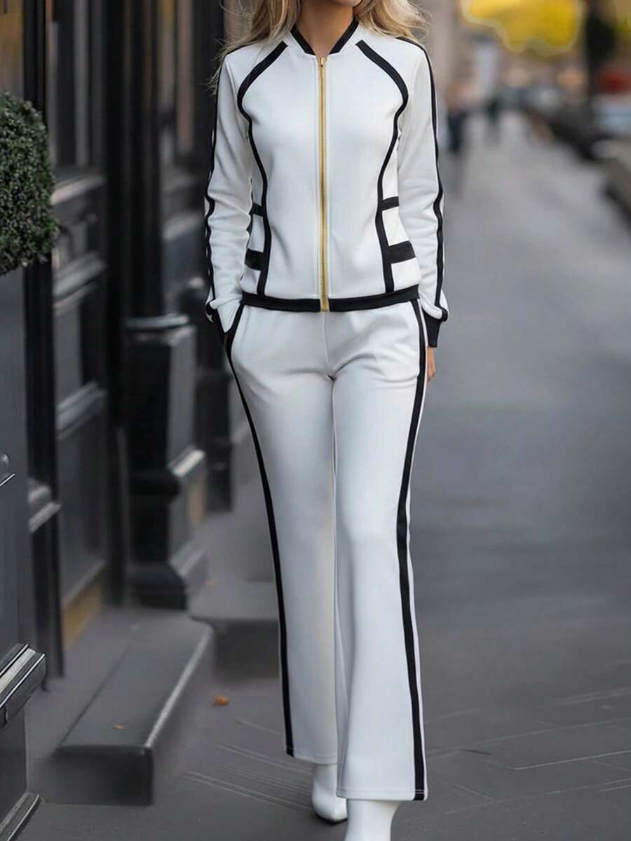 EMERY ROSE Conjunto casual de 2 piezas de chaqueta con capucha con ...