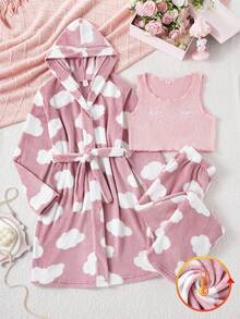 Teen GirlMinimalist Fashionable Lotus Root Pink & White Cloud Pattern ...