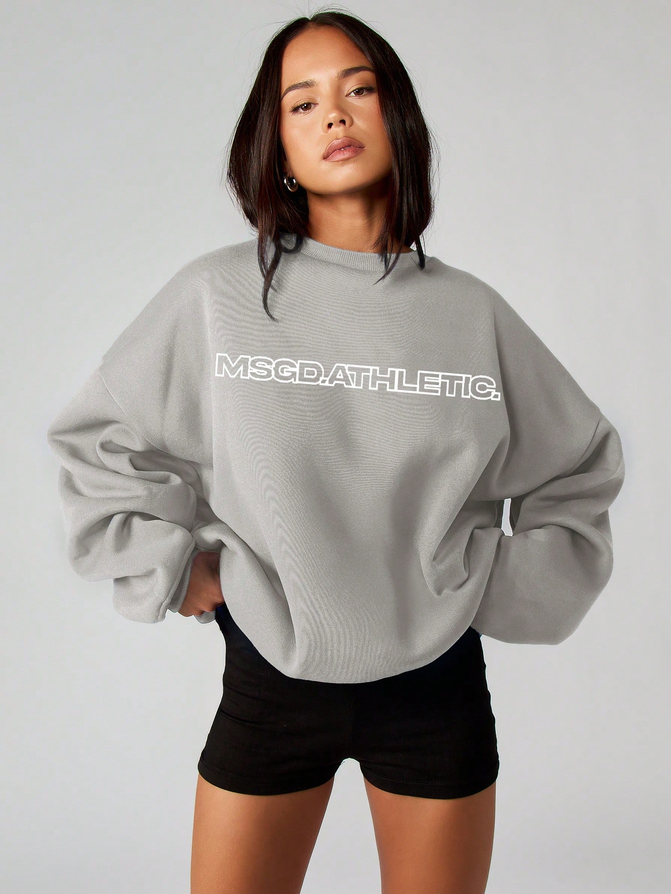 MISSGUIDED Crew Neck Sweatshirt With Text Logo｜MISSGUIDED