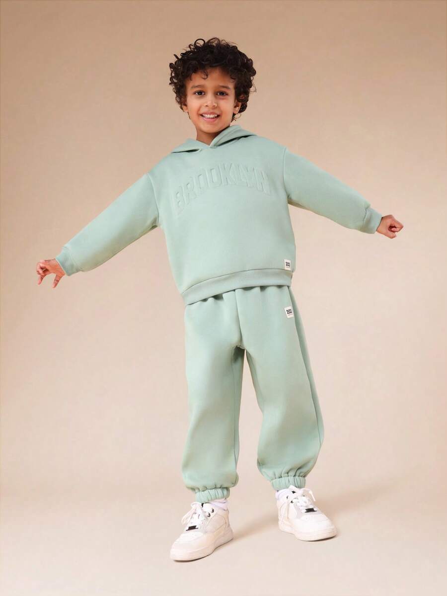 SUMWON Jungen Sage Grün Hoodie und Jogginghose Set ohne Kordelzug ...