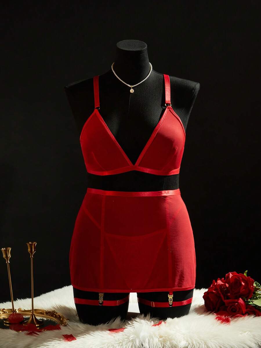 SpicyHot 5 Stücke Sexy Dessous Set in Große Größen (Bügelloser BH ...