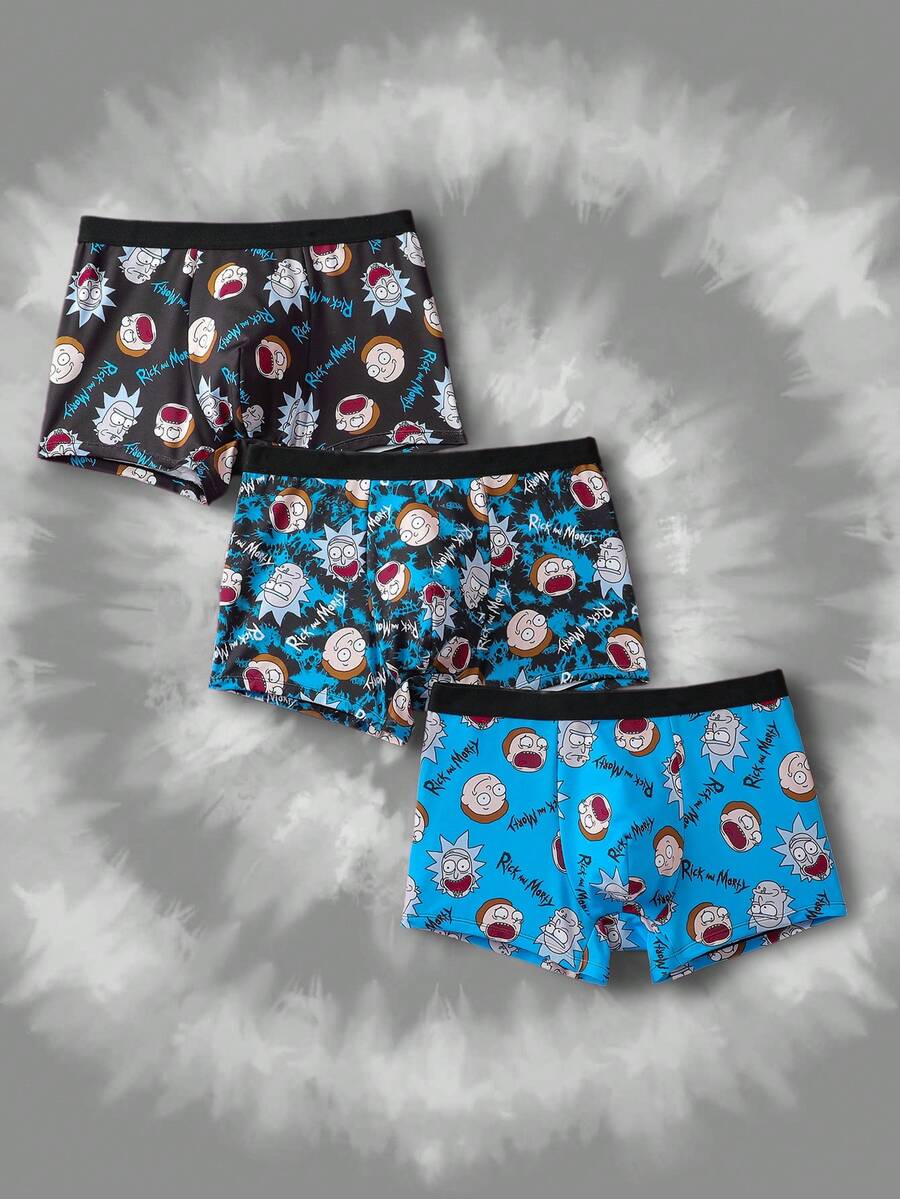Rick and Morty X SHEIN Herren weiche, atmungsaktive Boxer-Shorts mit ...
