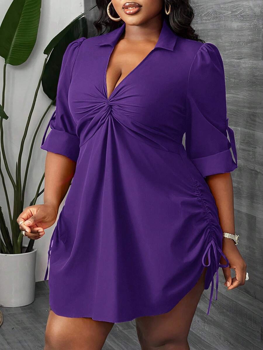 Slaydiva Vestido camisero mini elegante, casual, para ir al trabajo, de ...