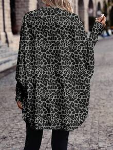 SHEIN Frenchy Chaqueta delgada de manga larga con estampado de leopardo ...