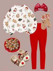 SHEIN Happikins Merry Christmas, Soft Thick Crew Neck Long Sleeve ...