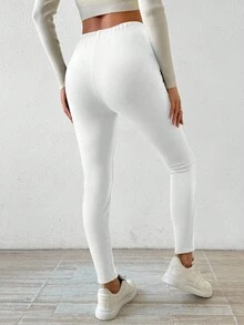 Glamine Women's White Casual Knit Leggings, Casual Long Trousers ...