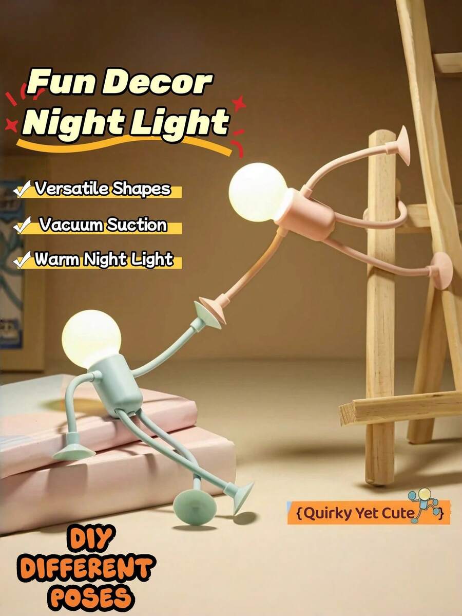 Teckwe Luminária de Mesa LED Fofa e Cartoon, Operada a Bateria, Formas ...