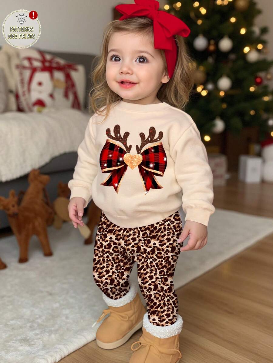 SHEIN Happikins Merry Christmas Baby Girl Casual Cute Christmas Red ...