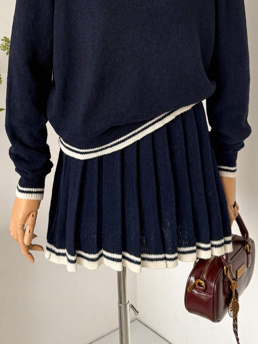 Muvela Mini wollen trui rok voor dames, geplooide rok, vintage ...