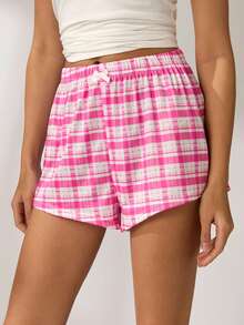 SHEIN Women's 3pcs Plaid Patterned Pajama Bottom Sleep Shorts Set ...