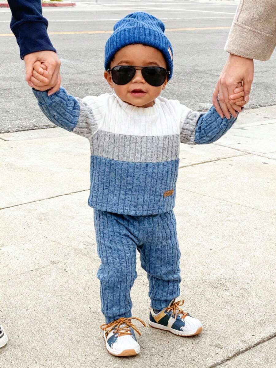 SHEIN Playful Pals 2pcs/Set Infant Unisex Baby Boy Colorblock White ...