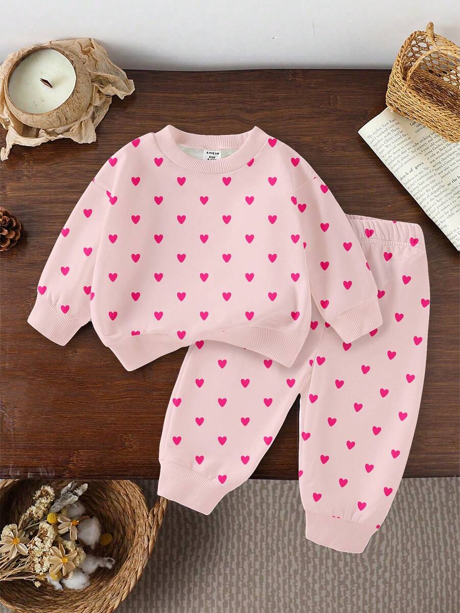 SHEIN Vintaside Kids 1 Set Baby Girls Casual Cute Sweet Pink Heart ...